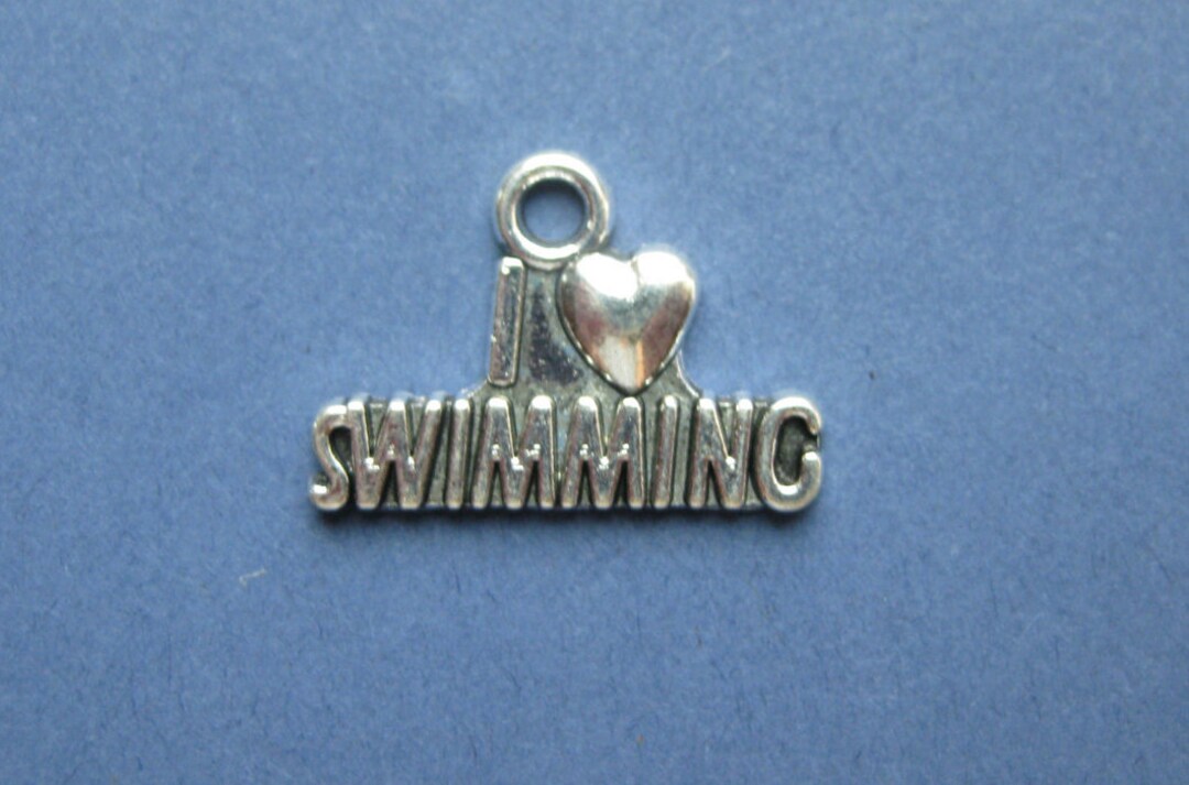 10 I Love Swimming Charms - I Love Swimming Pendants - Sports Charm ...