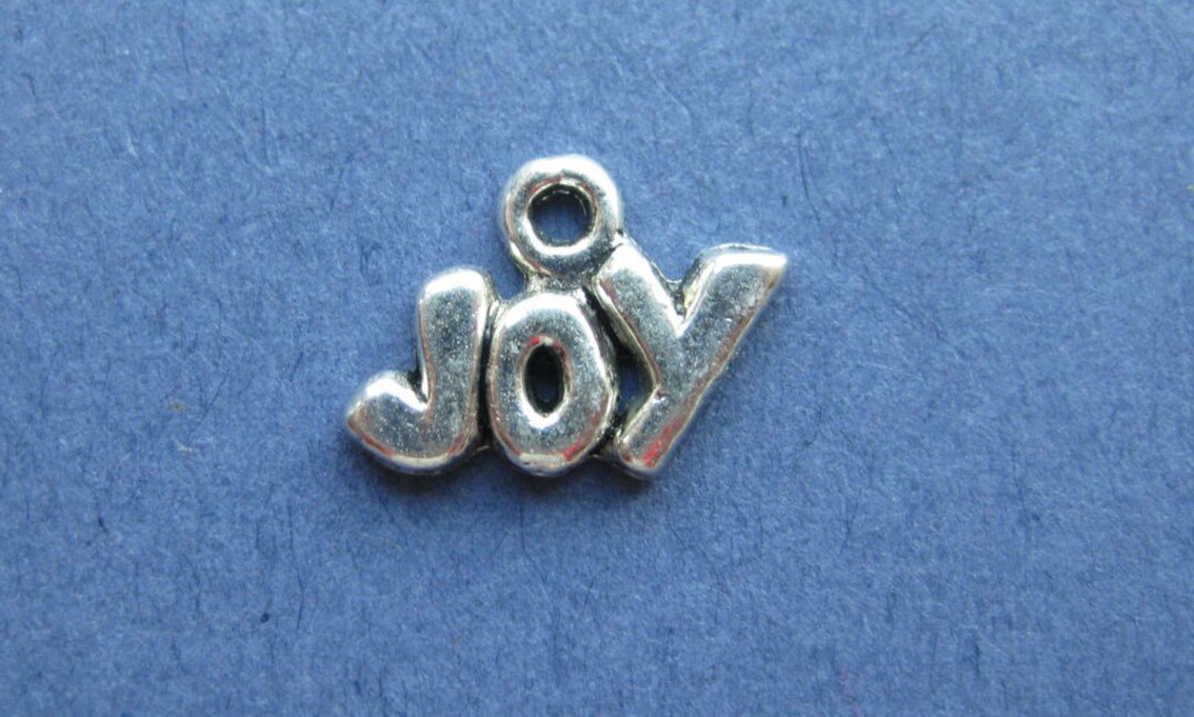 10 Joy Charms - Joy Pendants - Joy - Antique Silver - 12mm X 9mm --(Y1 ...