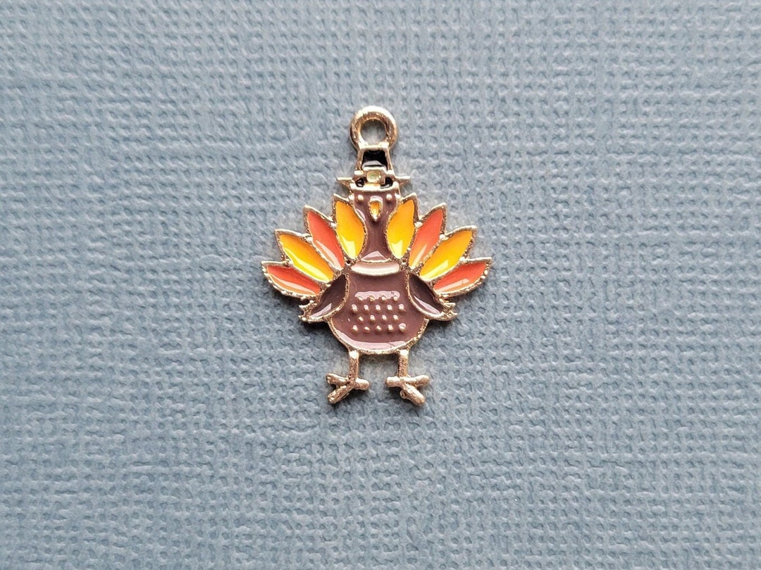 5 Turkey Charms - Turkey Pendants - Fall Charm - Thanksgiving Charm ...