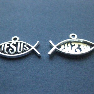 10 Jesus Fish Charms - Jesus Fish Pendants - Jesus - Religious Charms ...