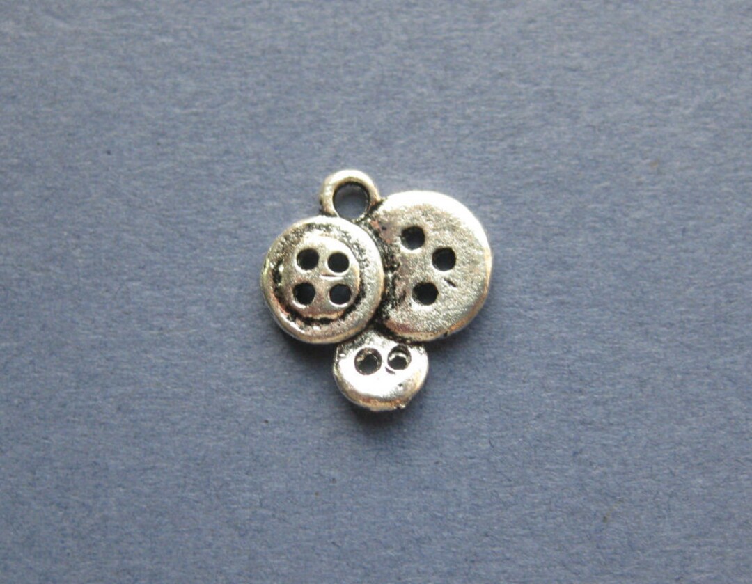 10 Button Charms Button Pendants Buttons Antique Silver 15mm X 14mm R3 ...