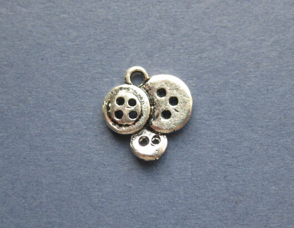 10 Button Charms Button Pendants Buttons Antique Silver - Etsy