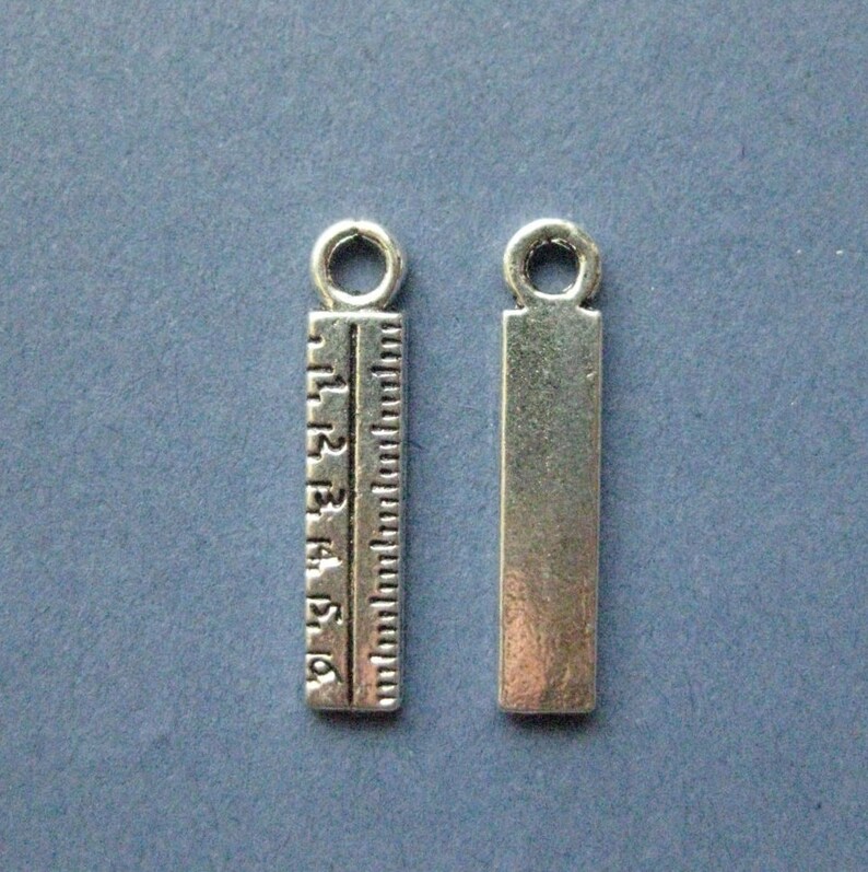 10 Ruler Charms - Ruler Pendants - Ruler - Antique Silver - 24mm X 5mm ...