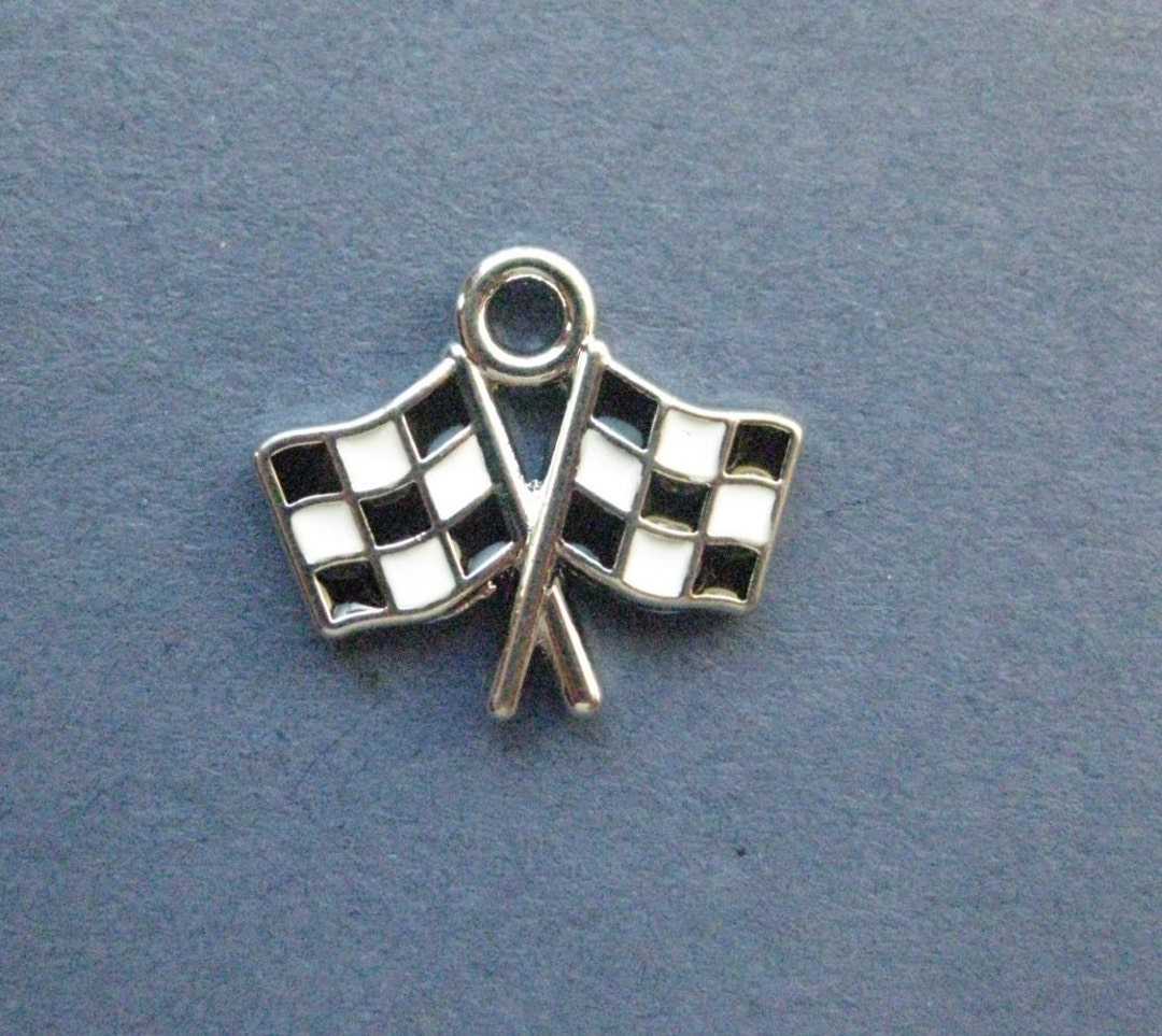 4 Checkered Flag Charms - Checkered Flag Pendant - Checkered Flag Charm ...