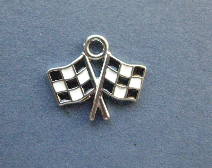 4 Checkered Flag Charms - Checkered Flag Pendant - Checkered Flag Charm ...