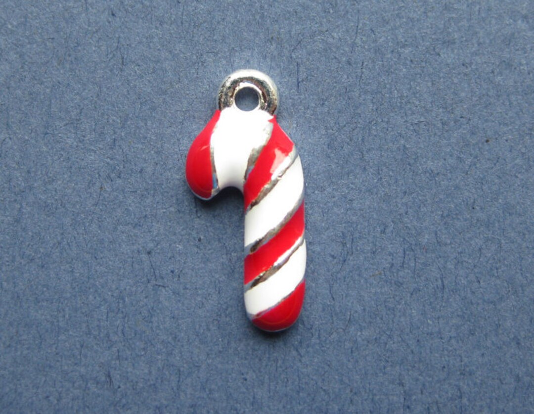 5 Candy Cane Charms - Candy Cane Pendants - Candy Cane - Enamel Charm ...