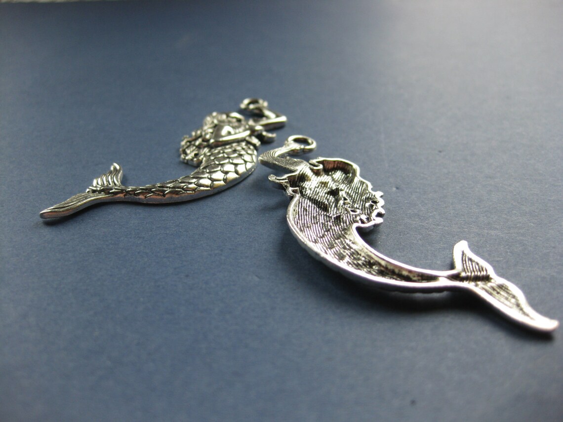2 Large Mermaid Charms Mermaid Pendants Large Mermaid - Etsy