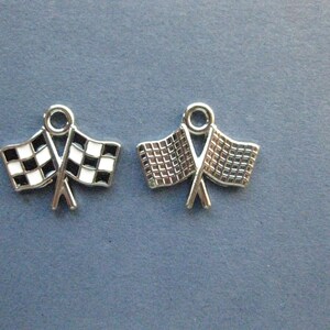 4 Checkered Flag Charms - Checkered Flag Pendant - Checkered Flag Charm ...