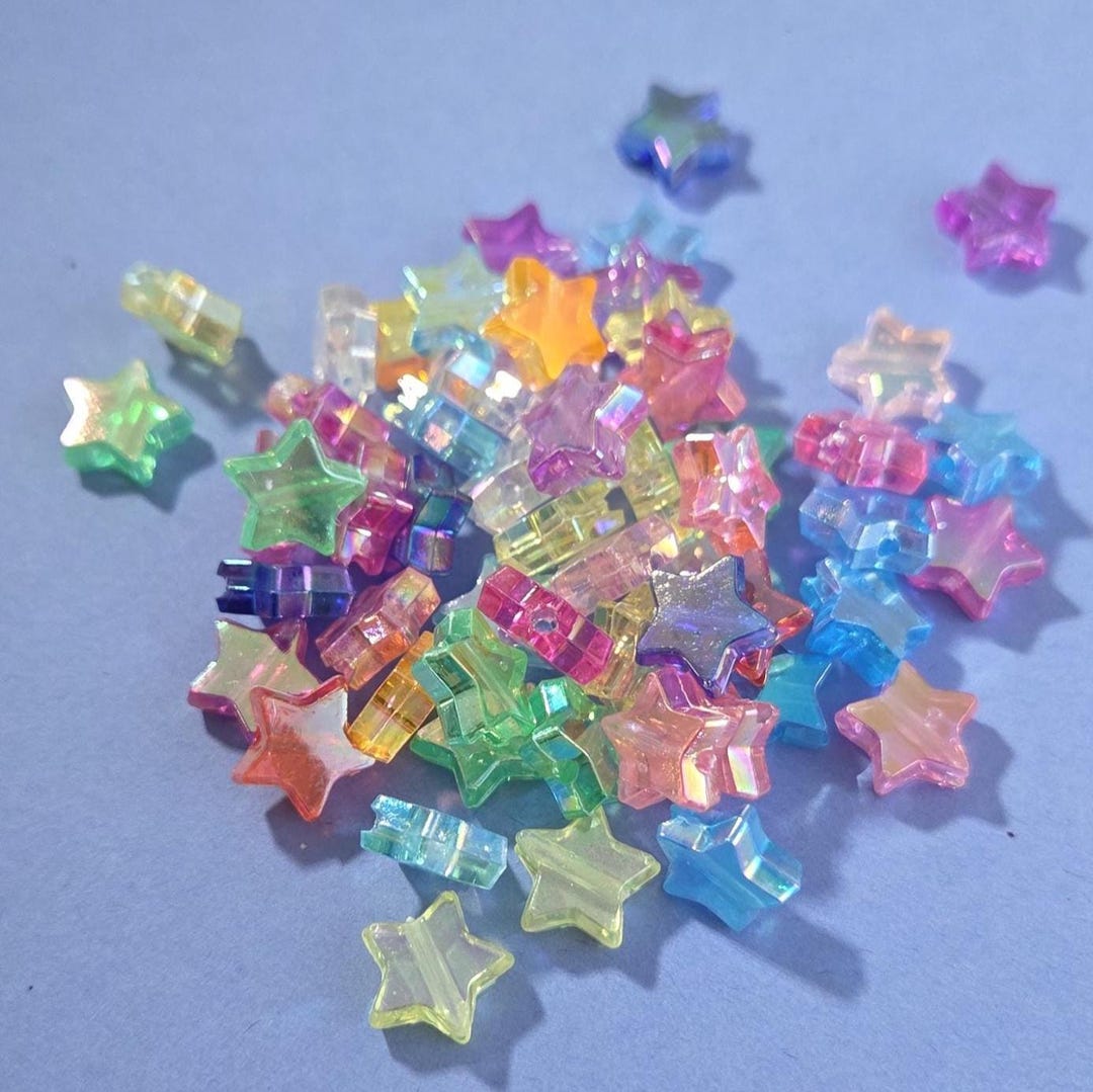 50 Star Beads - Multi-colored Star Beads - Colorful Star Beads - Hearts ...