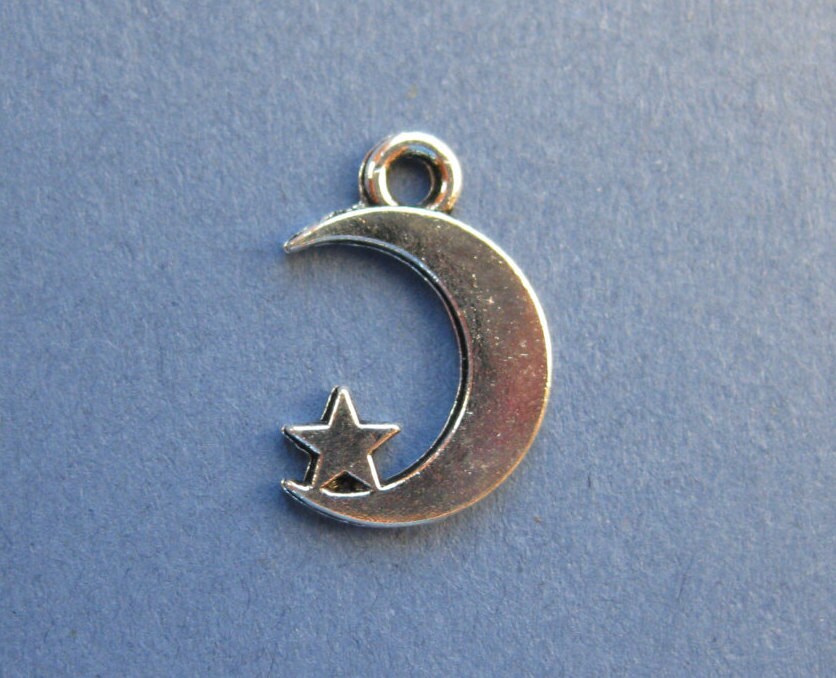 10 Moon and Star Charms Moon and Star Pendants Moon and | Etsy