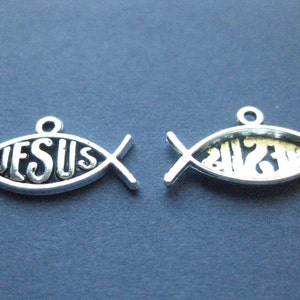 10 Jesus Fish Charms - Jesus Fish Pendants - Jesus - Religious Charms ...