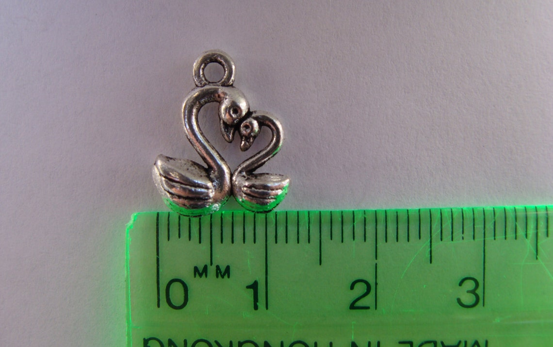 10 Swan Charm Swan Pendant Swan Heart Charm Antique - Etsy