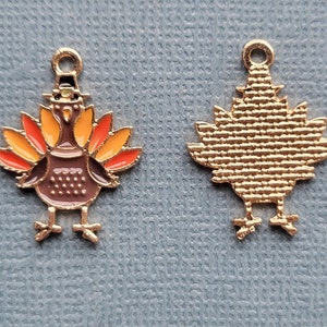 5 Turkey Charms - Turkey Pendants - Fall Charm - Thanksgiving Charm ...