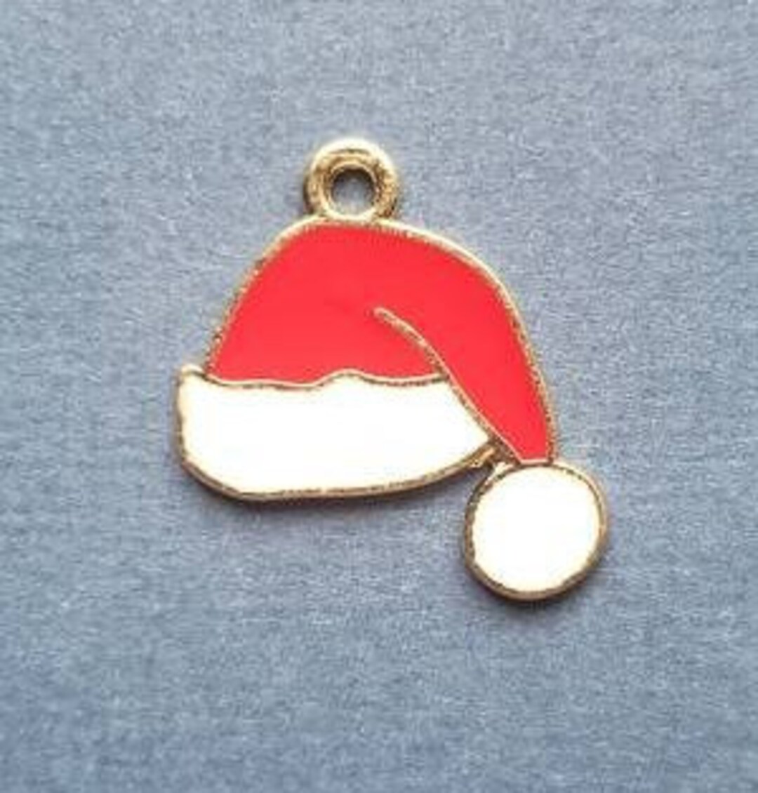 5 Santa Hat Charms - Santa Hat Pendants - Santa Hat - Christmas Charms ...