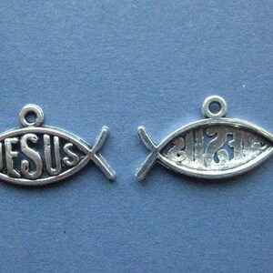 10 Jesus Fish Charms - Jesus Fish Pendants - Jesus - Religious Charms ...