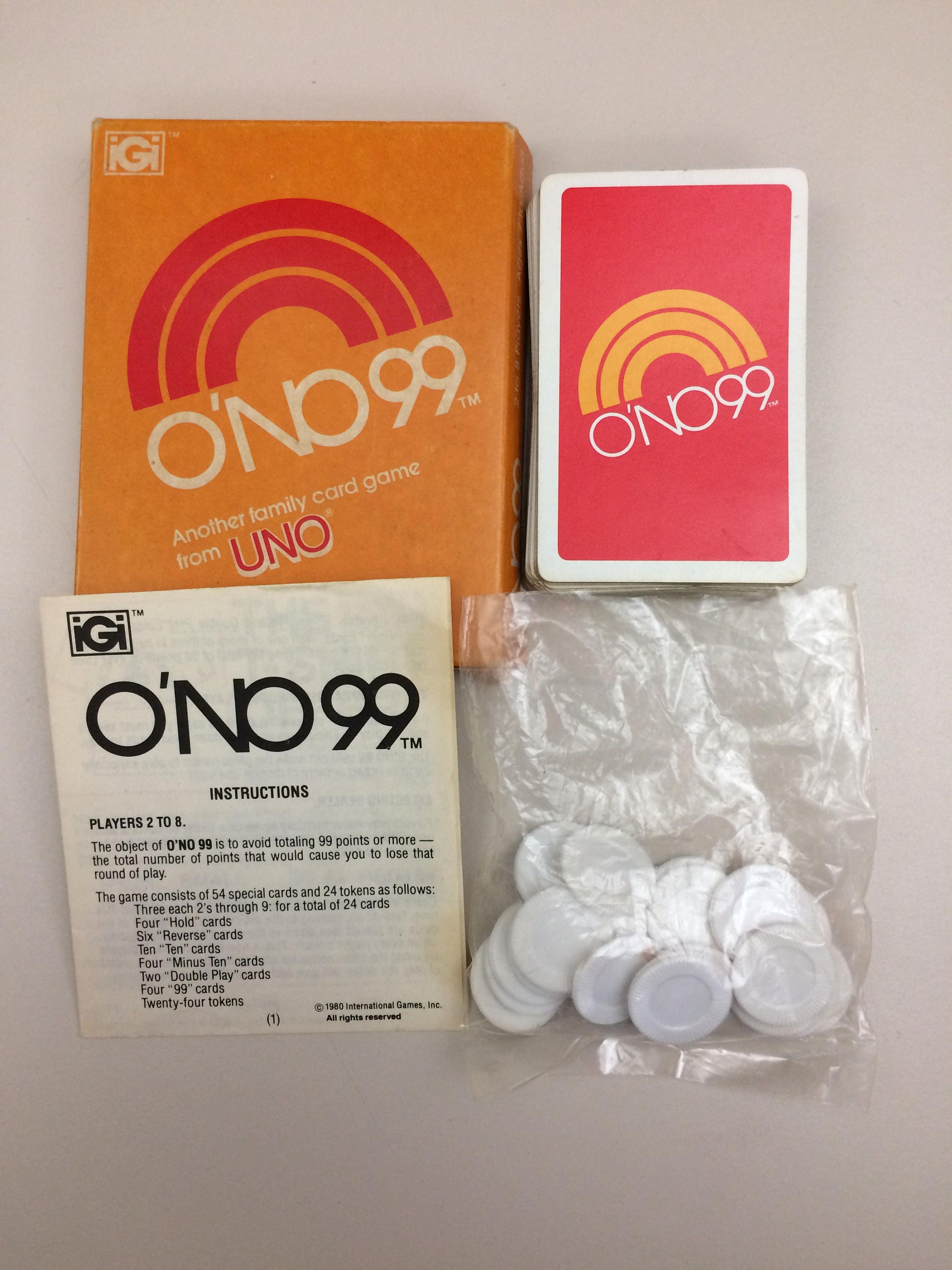 Vintage O'no 99 Card Game - Etsy