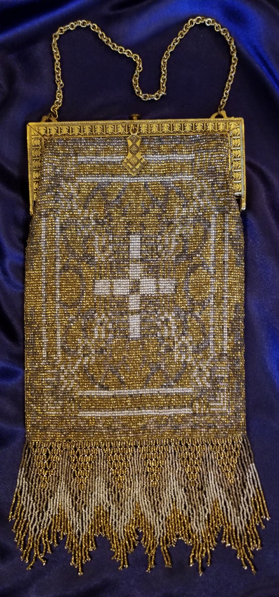 1920s Beaded Purse Art Deco Flapper Floral Bag 30s - Gem