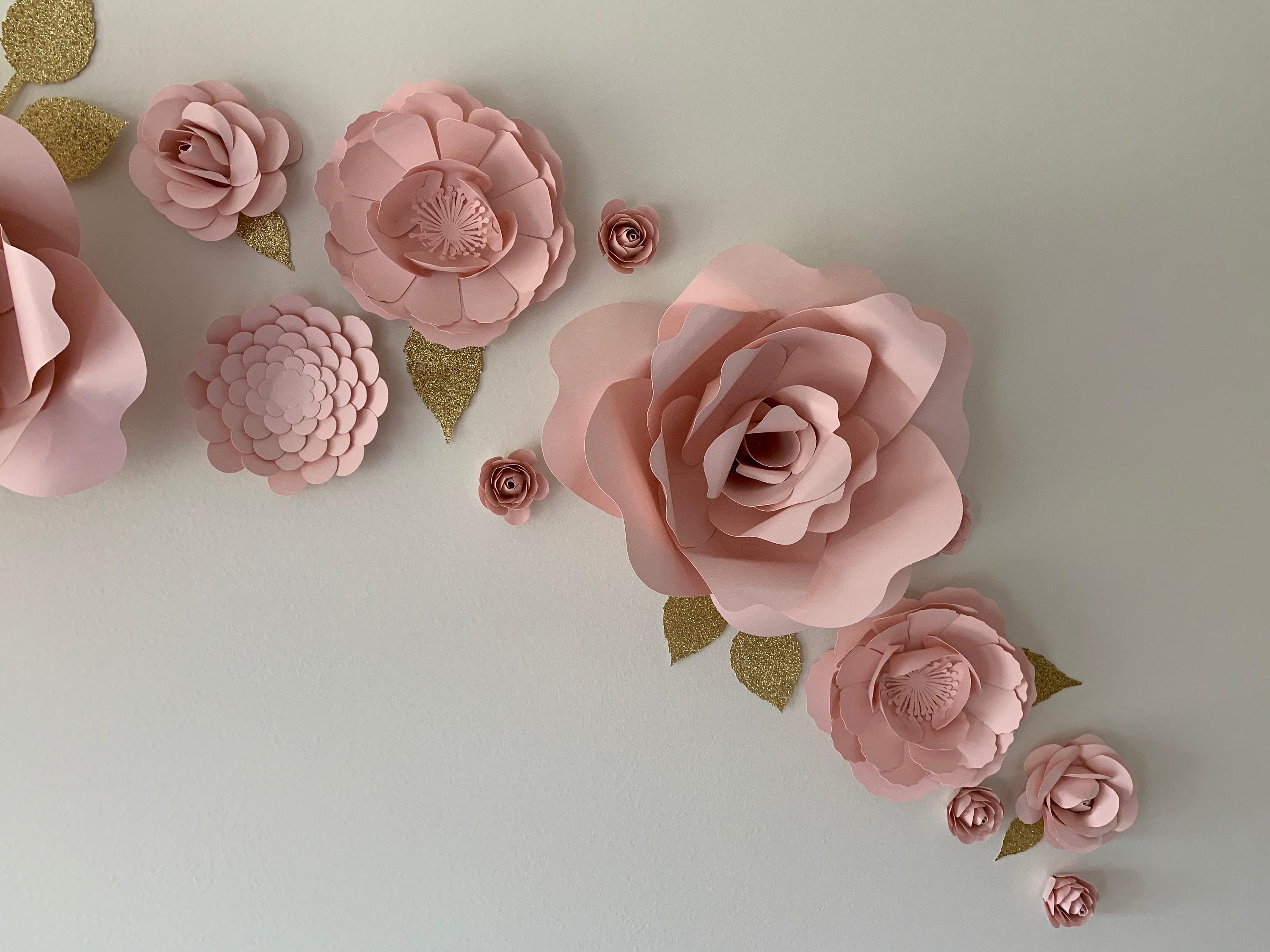 Paper Flower Wall Display Blush Pink Paper Rose Wall Display - Etsy