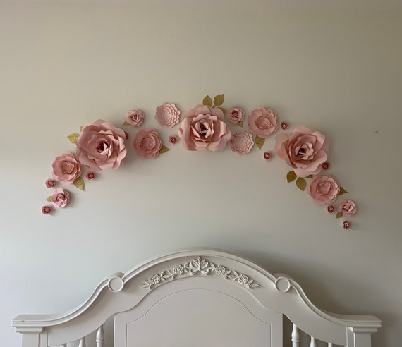 Paper Flower Wall Display Blush Pink Paper Rose Wall Display | Etsy