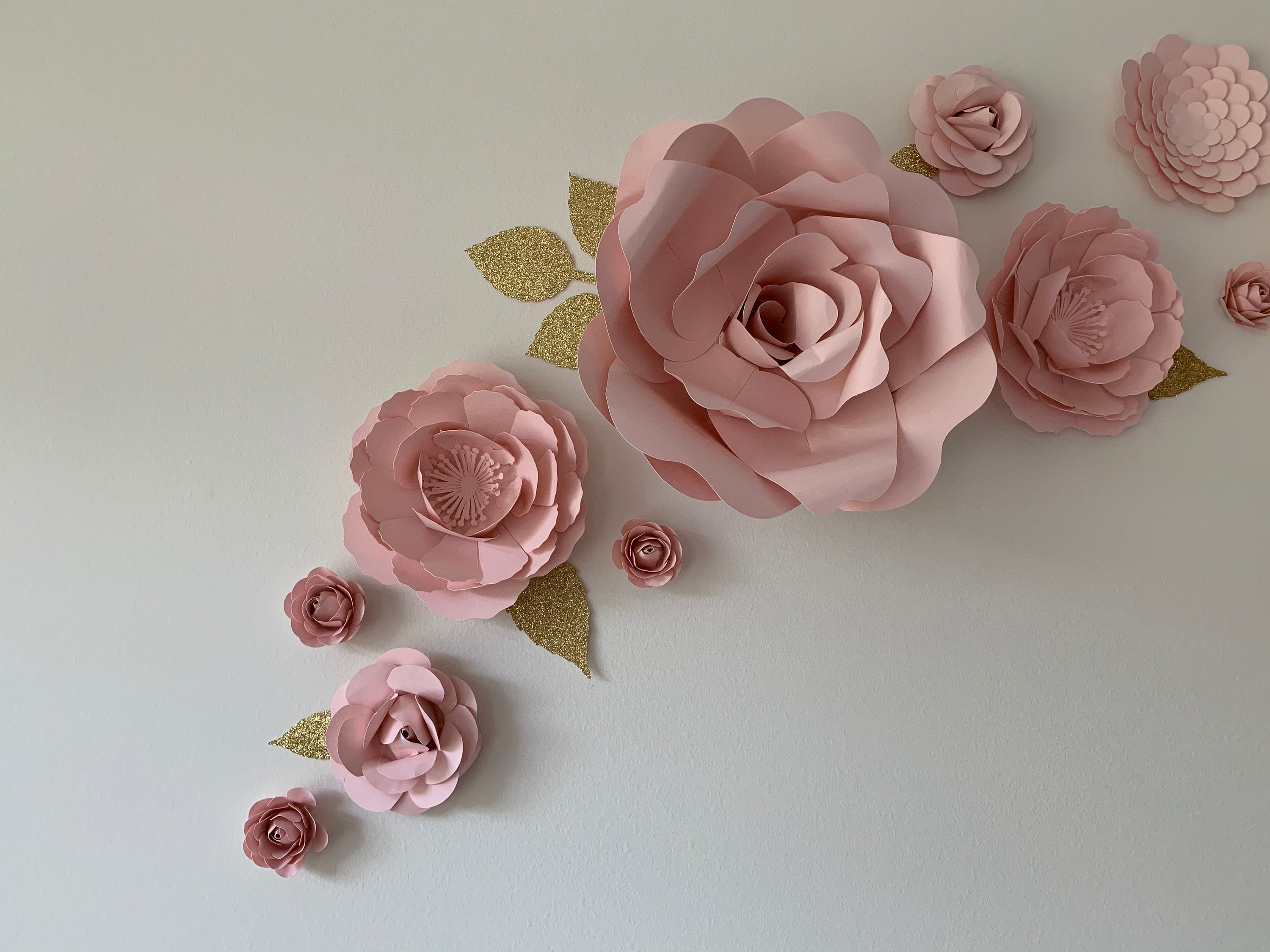 Paper Flower Wall Display Blush Pink Paper Rose Wall Display | Etsy