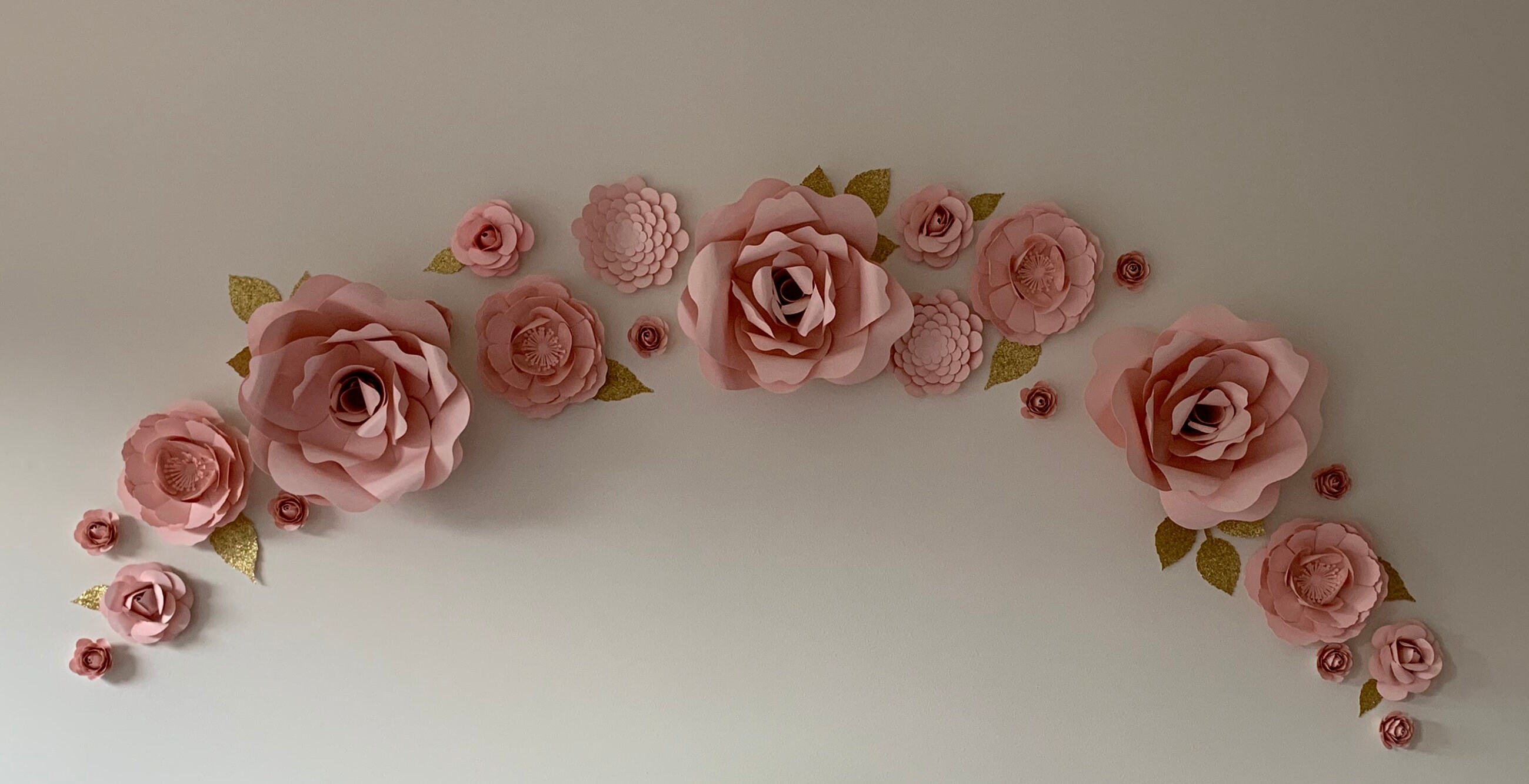 Paper Flower Wall Display Blush Pink Paper Rose Wall Display - Etsy