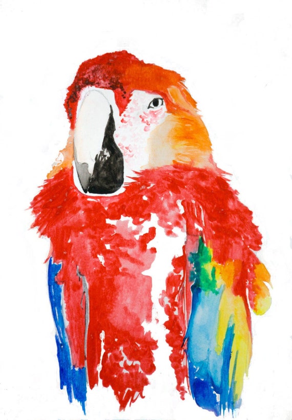 Red Bird Art Print Watercolor Painting Wildlife Fine Art Print | Etsy