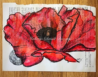 Poppy Ink Drawing - Etsy