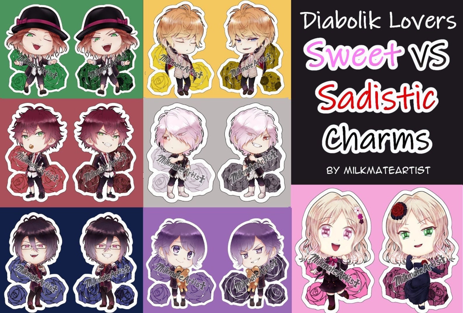 Diabolik Lovers: Sweet VS Sadisic Charms Sakamaki & Mukami - Etsy