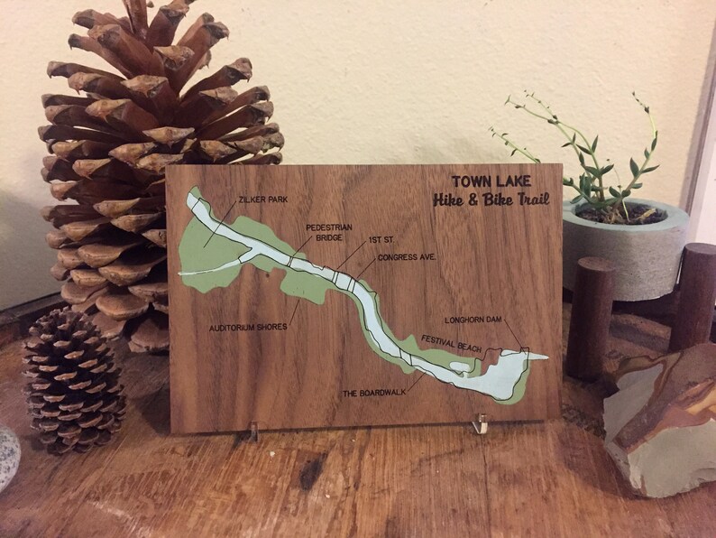 Town Lake Hike & Bike Trail Map Art: Handpainted Austin Map With Local ...