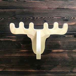 Moose Wall Hook - Playful Wooden Hanger for Bags & Backpacks, Coats and ...