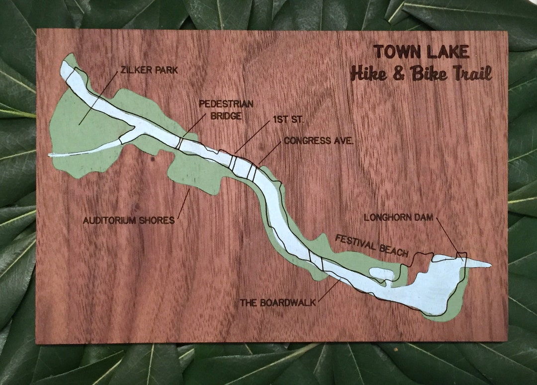 Town Lake Hike & Bike Trail Map Art: Handpainted Austin Map With Local ...