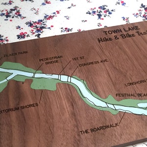 Town Lake Hike & Bike Trail Map Art: Handpainted Austin Map With Local ...