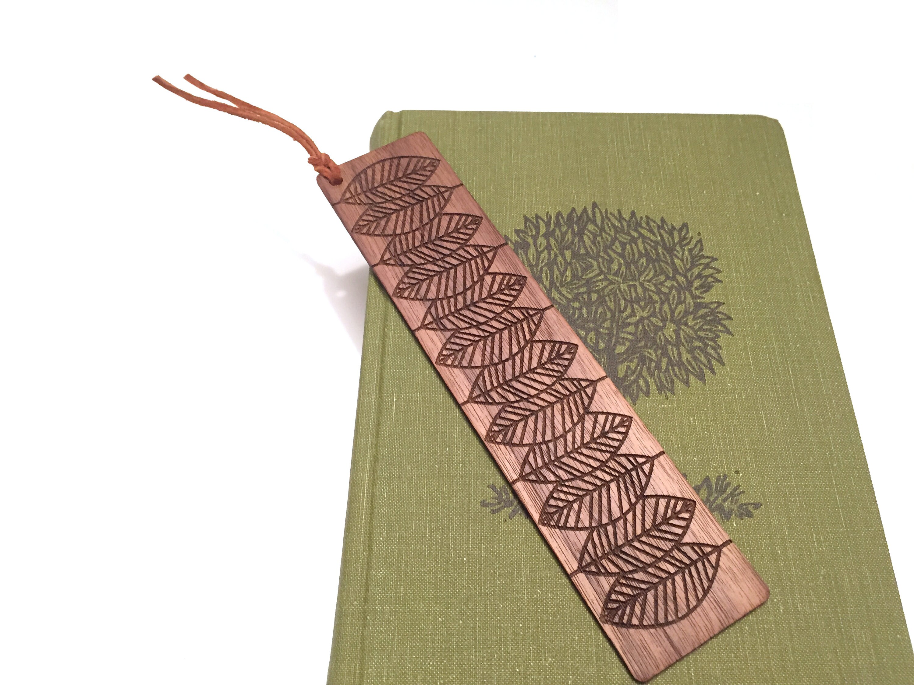 Walnut Wooden Bookmark With Engraved Leaf Stack Pattern and - Etsy
