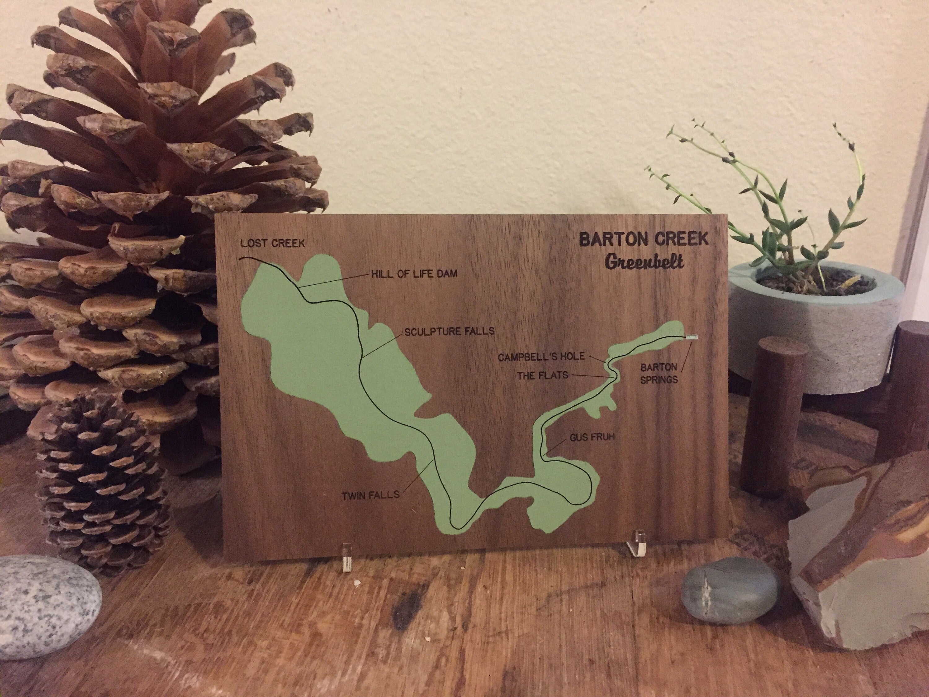 Barton Creek Greenbelt Park Map Art: Handpainted Austin Greenbelt Trail ...