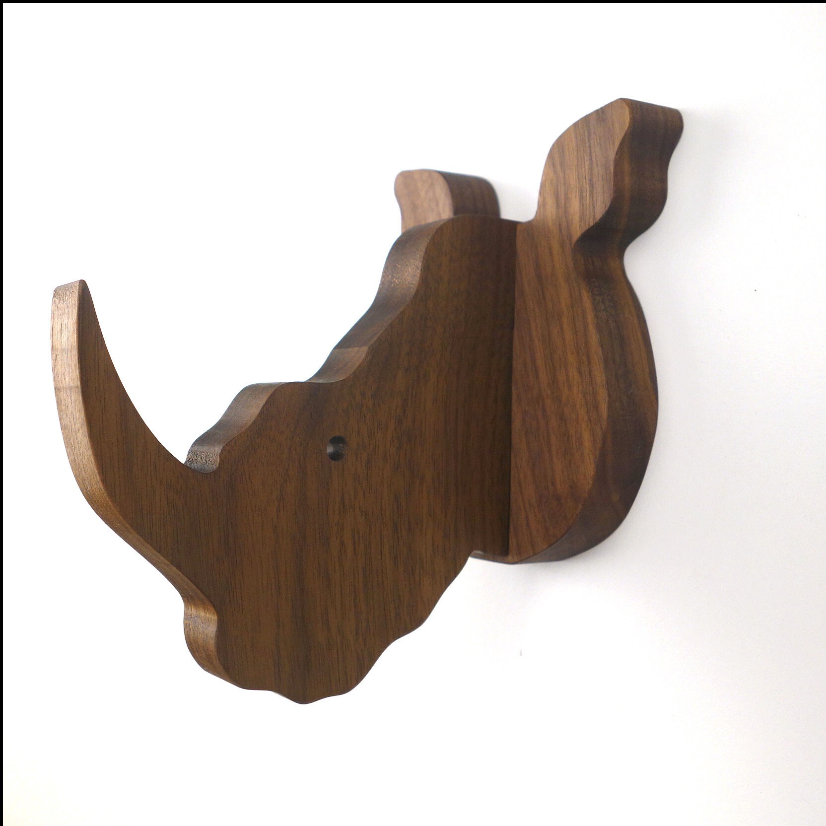 Rhino Wall Hook in Walnut: Cute Nursery Hook for Bags, Hats ...