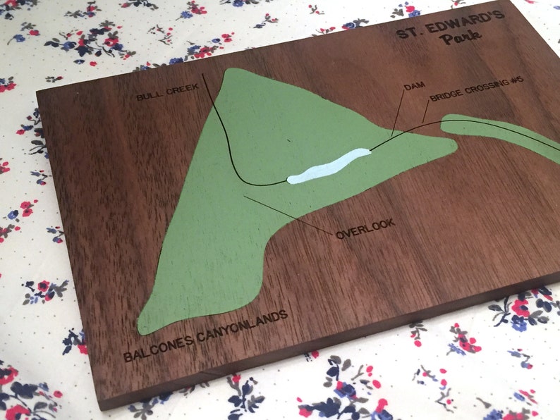 St. Edward's Park Map Art: Handpainted Austin Map With Park Feature ...