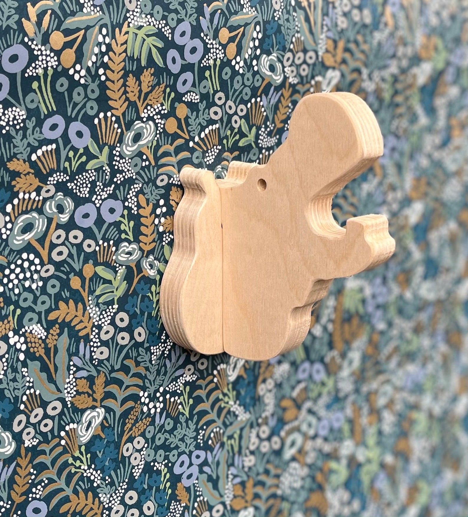 Kids Room Wall Hooks Hippo Wall Hook in Birch: Playful - Etsy
