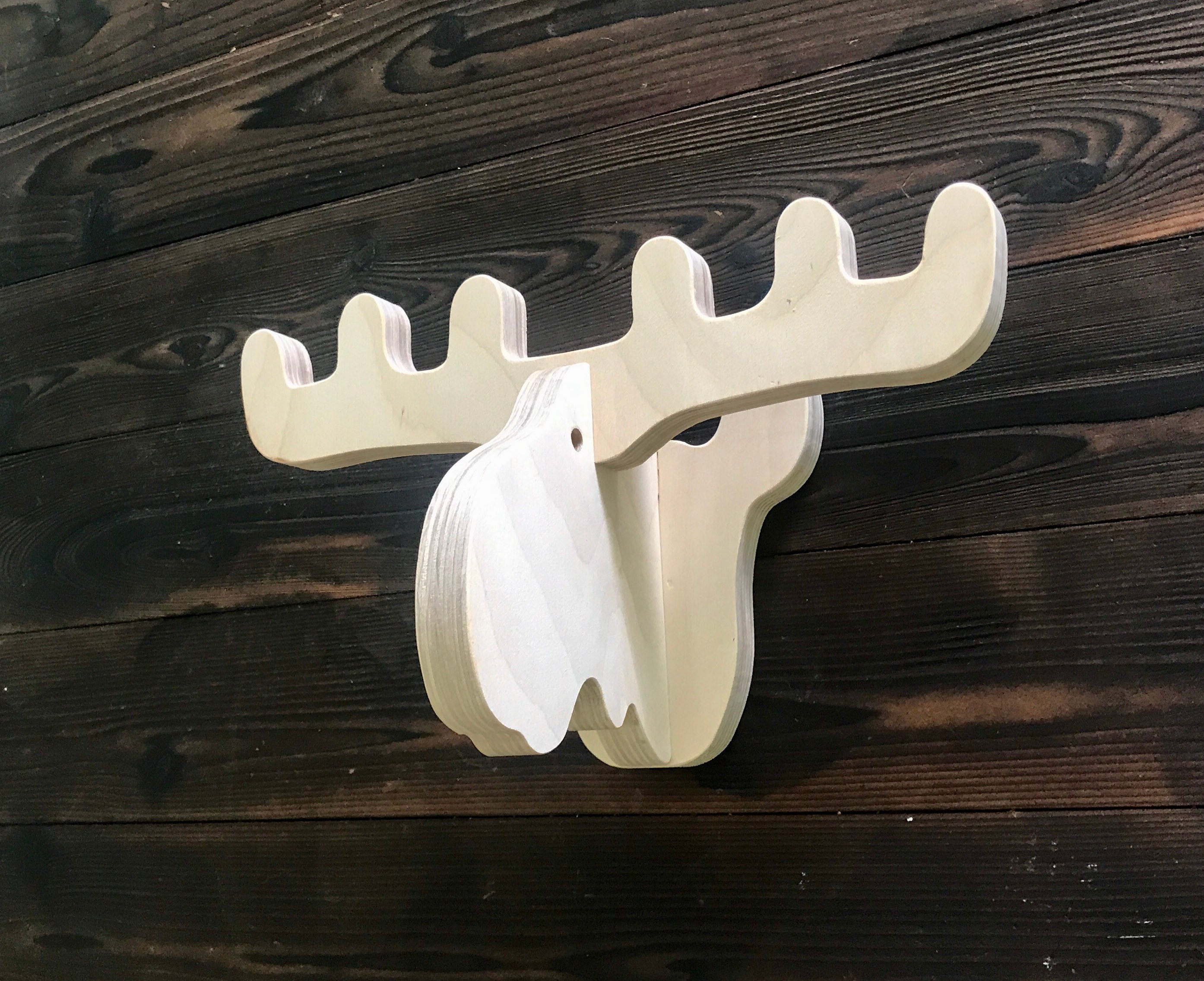 Moose Wall Hook - Playful Wooden Hanger for Bags & Backpacks, Coats and ...