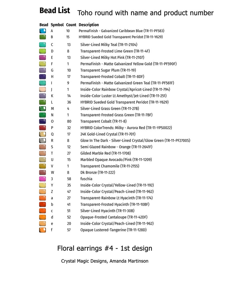 Earrings Seed Bead Pattern, Impressionist Flowers, Pattern Download ...
