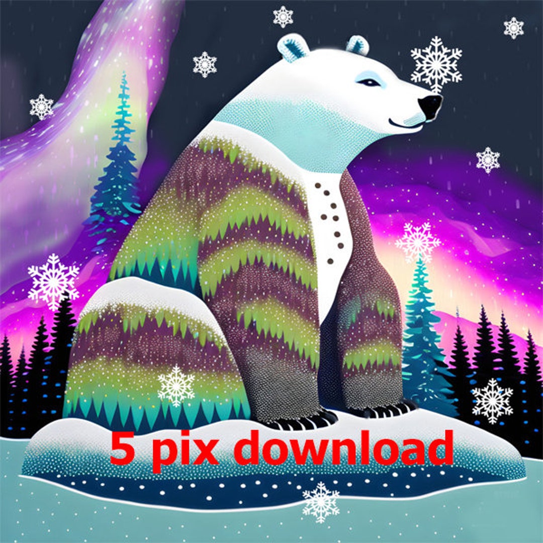 Holiday Christmas Decor, Polar Bear Art, Whimsical Folk Art Animals ...