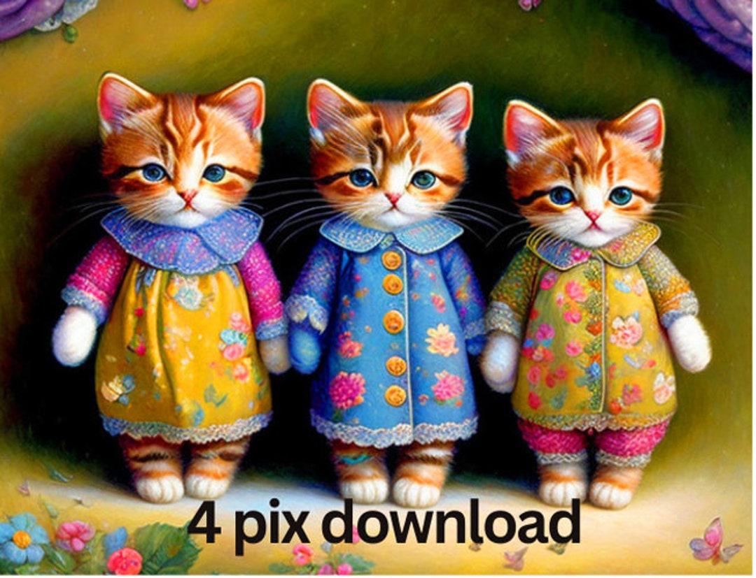 Victorian Kittens Art Print, Nursery Rhyme Cats (digital Download) - Etsy