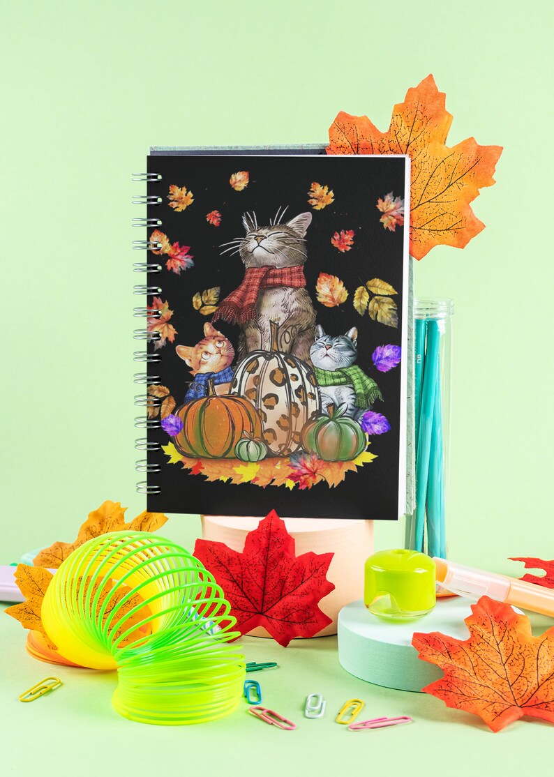 Autumn Cats and Pumpkins, Download, Autumn Leaves, Cats Wearing Scarves ...