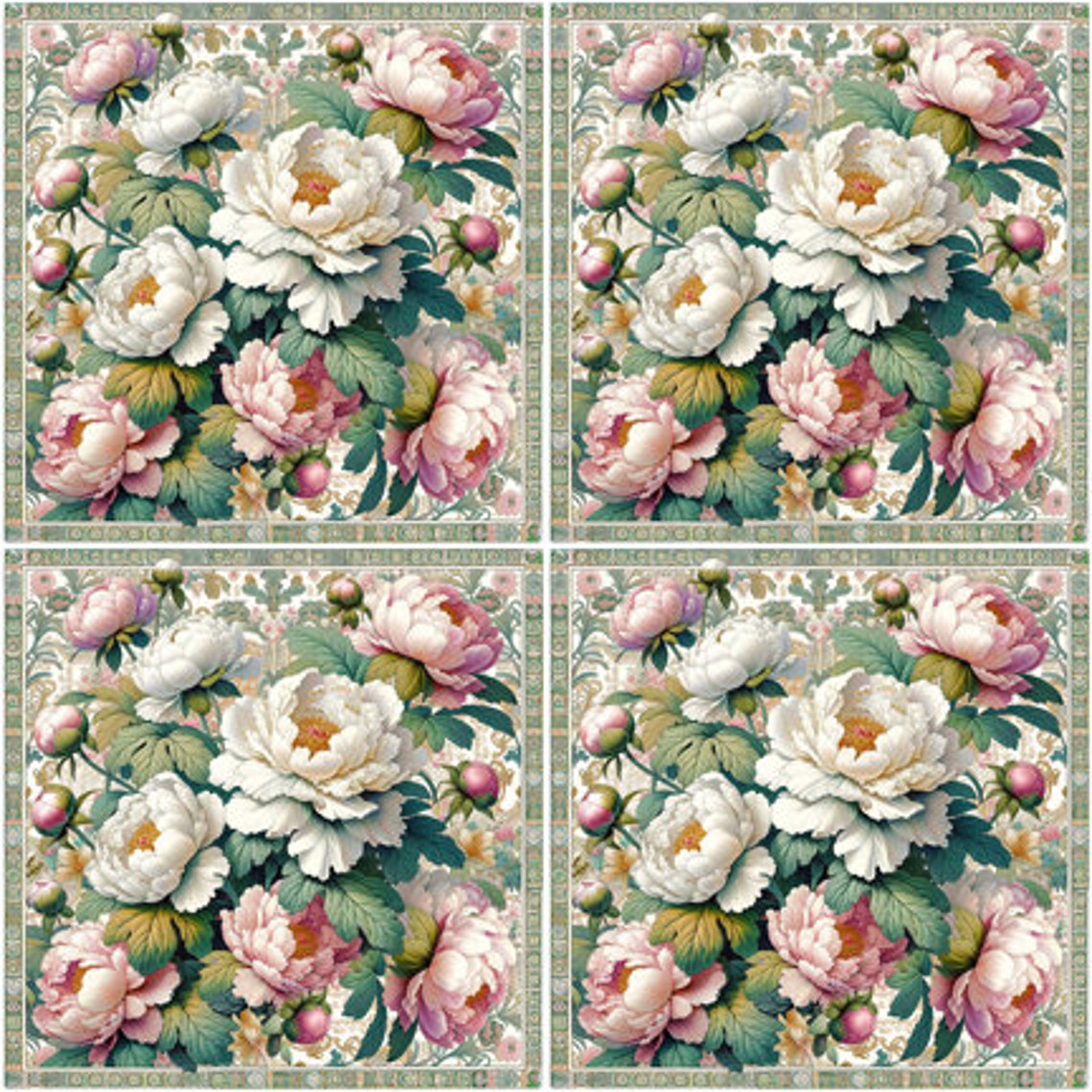 Peony Seamless Chintz Pattern, Downloadable Tile, Chintz Wallpaper ...
