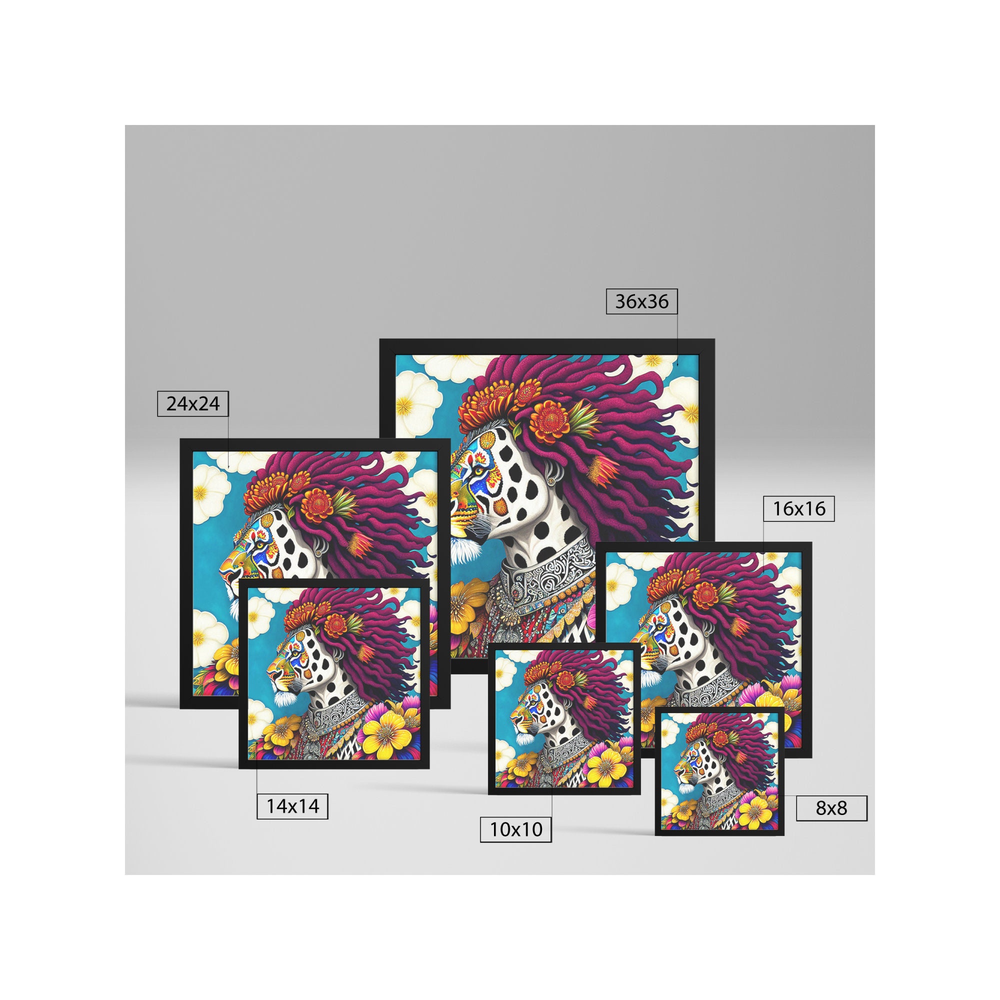 Lion Print, Rasta Lion, Pop Art, Cat Art, Framed Cat Print, Graphic ...