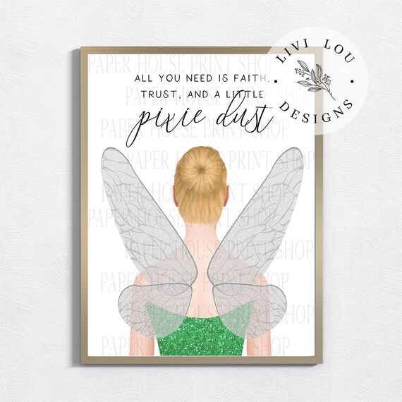 Tinker Bell Pixie Dust Princess Art Print Kid's Art - Etsy