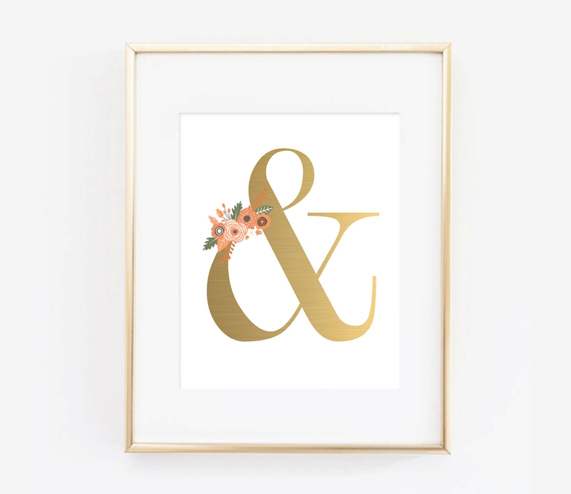 And Sign Digital Printable Faux Gold Foil Fall Art Print | Etsy