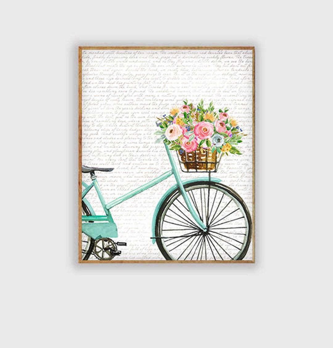 Spring Easter Bike Floral Art Printable, Spring Art, Rustic Farmhouse ...