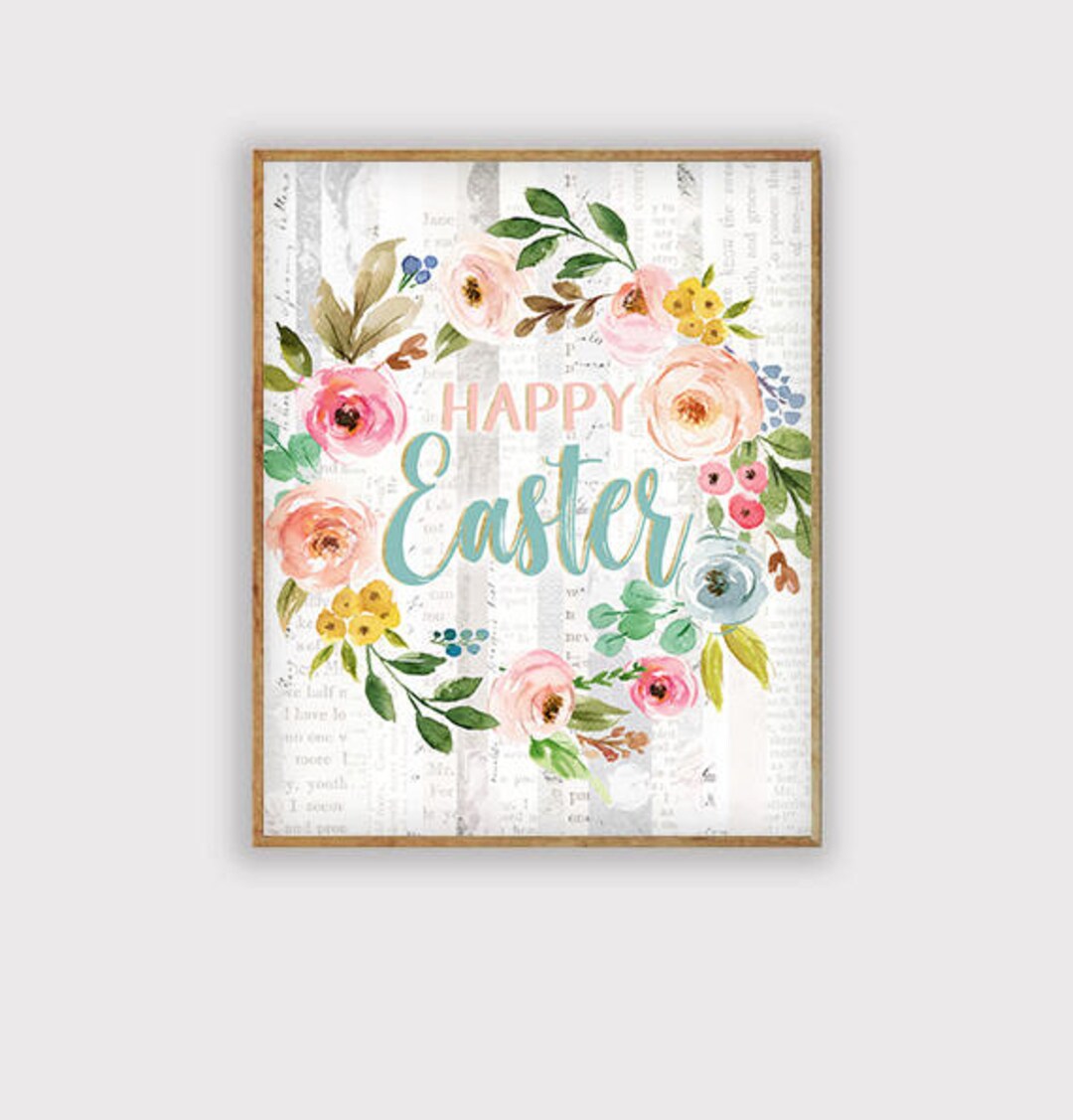 Happy Easter Art Print, Easter Art Printable, Spring Art, Rustic ...