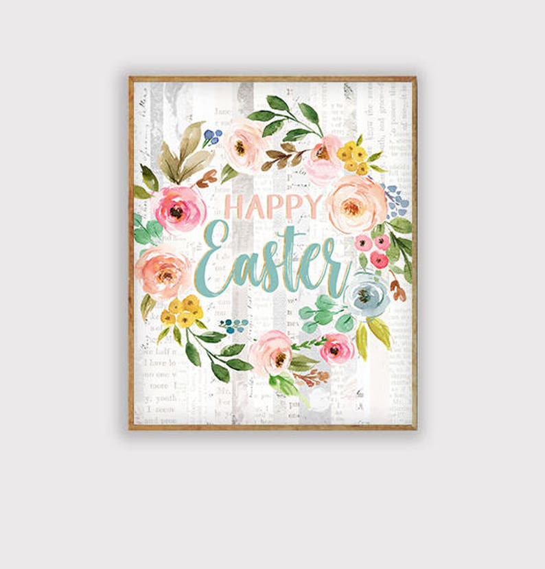 Happy Easter Art Print Easter Art Printable Spring Art - Etsy