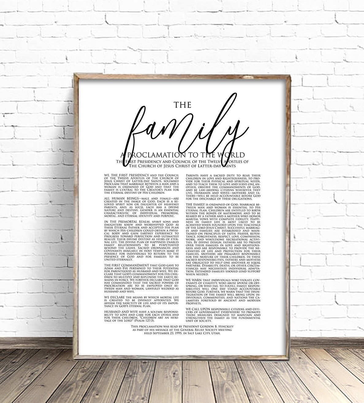 Simple LDS Family Proclamation Digital Printable Art, Instant Download ...